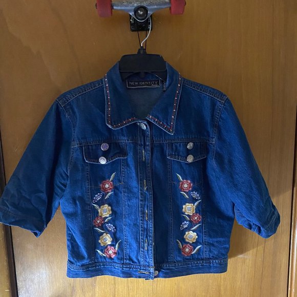 Jackets & Coats | New Identity Vintage Denim Jacket 10 Cotton Floral ...